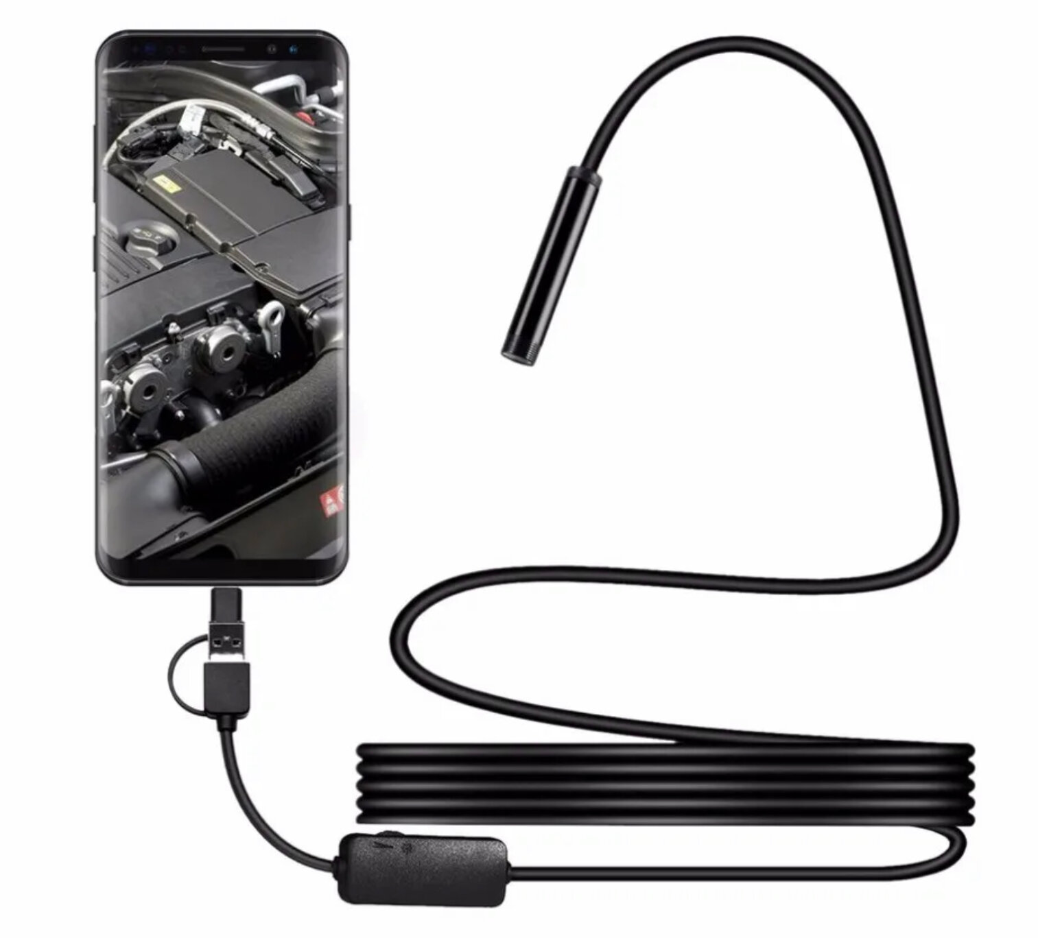 Эндоскоп (бороскоп, видеоскоп) с подключением к телефонам Андроид