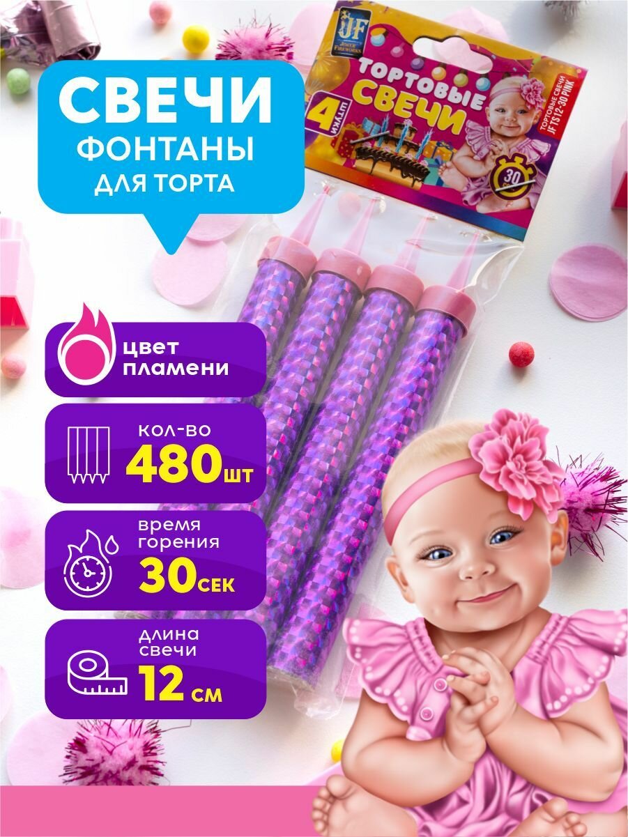 Свечи фонтан для торта 12 см 30 сек / 120 пачек 480 шт