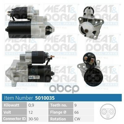 Стартер 12V 0,9KW Renault Clio III, Scenic II 2.0 MEAT & DORIA арт. 5010035