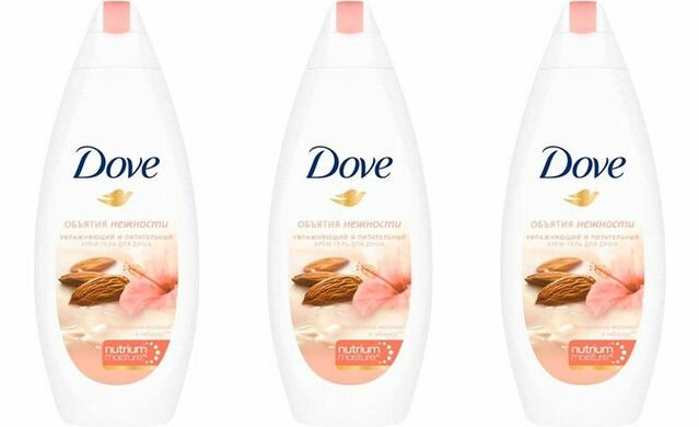 Dove Крем-гель для душа Миндальное молочко и гибискус, 225 мл, 3 шт
