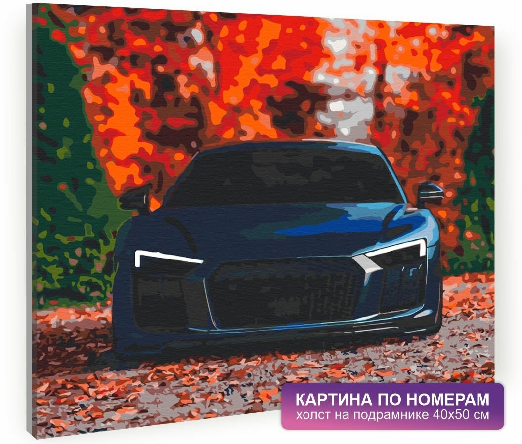 Картина по номерам на холсте с подрамником 40х50 см. Автомобиль, машина. "Audi R8", арт. 4567/