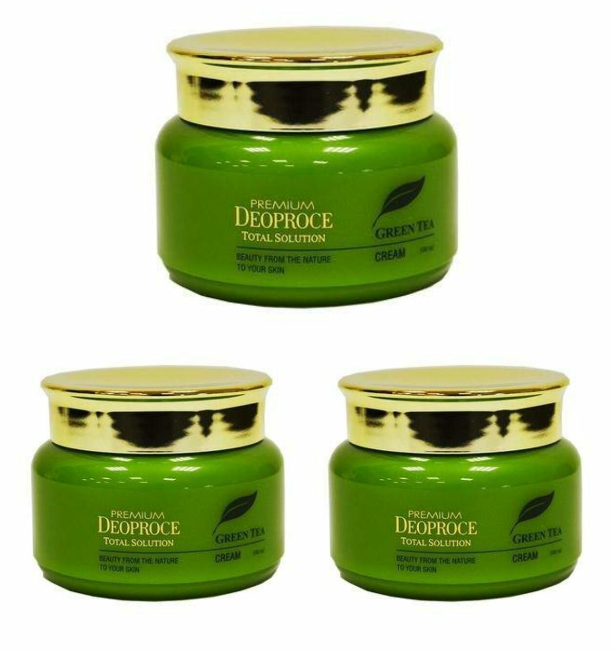 Deoproce Green tea Total Solution Cream Крем для лица, увлажняющий, на основе зеленого чая, 100 мл, 3 штуки.