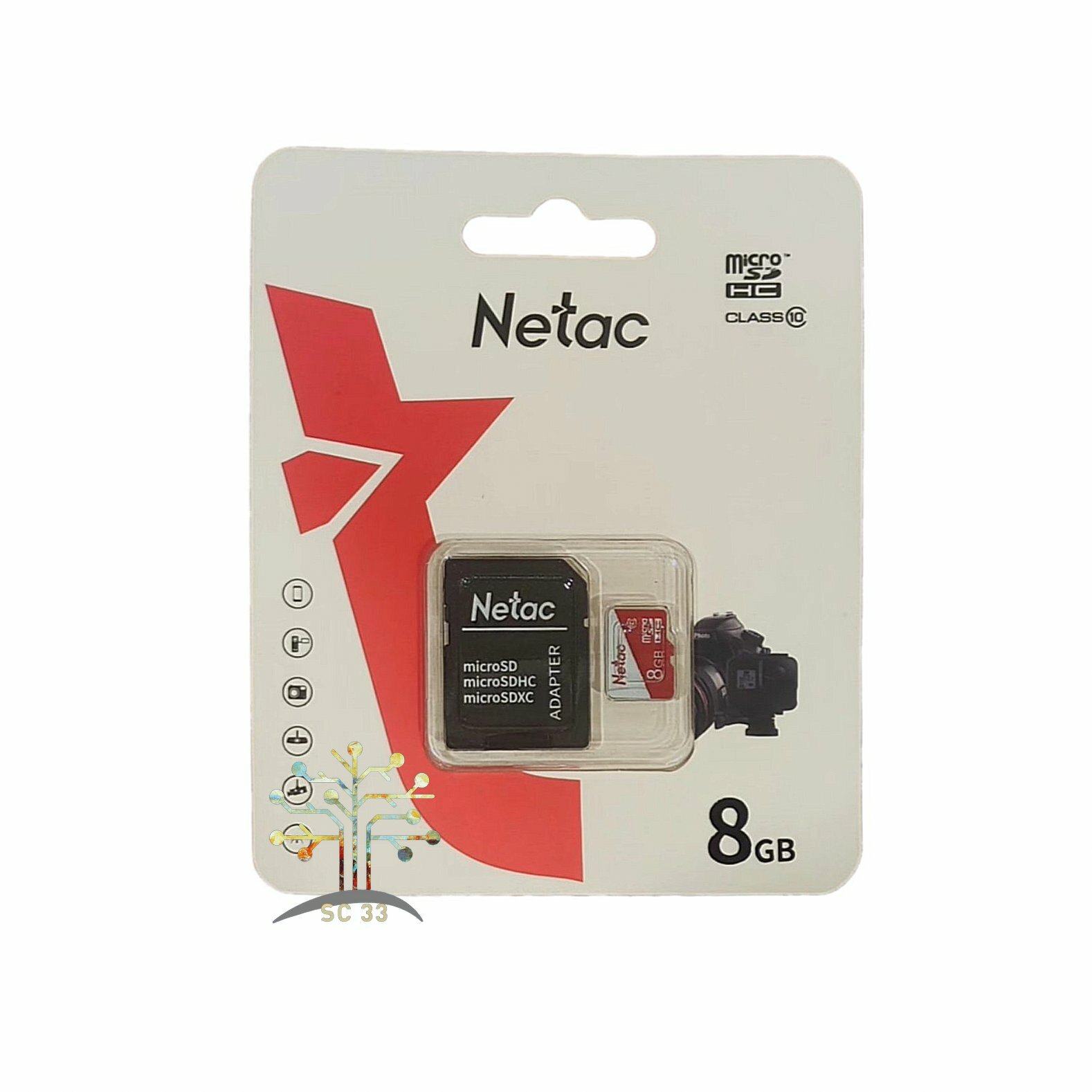 Карта памяти MicroSD 8GB Netac P500 Eco Class 10 + SD адаптер