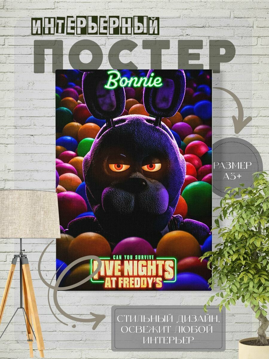 Постер интерьерный на стену фнаф Five Nights at Freddys Бонни