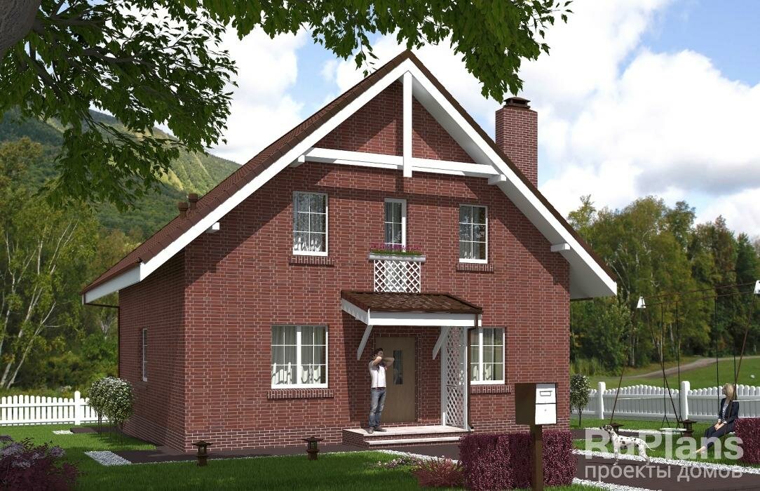 Одноэтажный дом с мансардой (136 м2, 10м x 10м) Rg5313