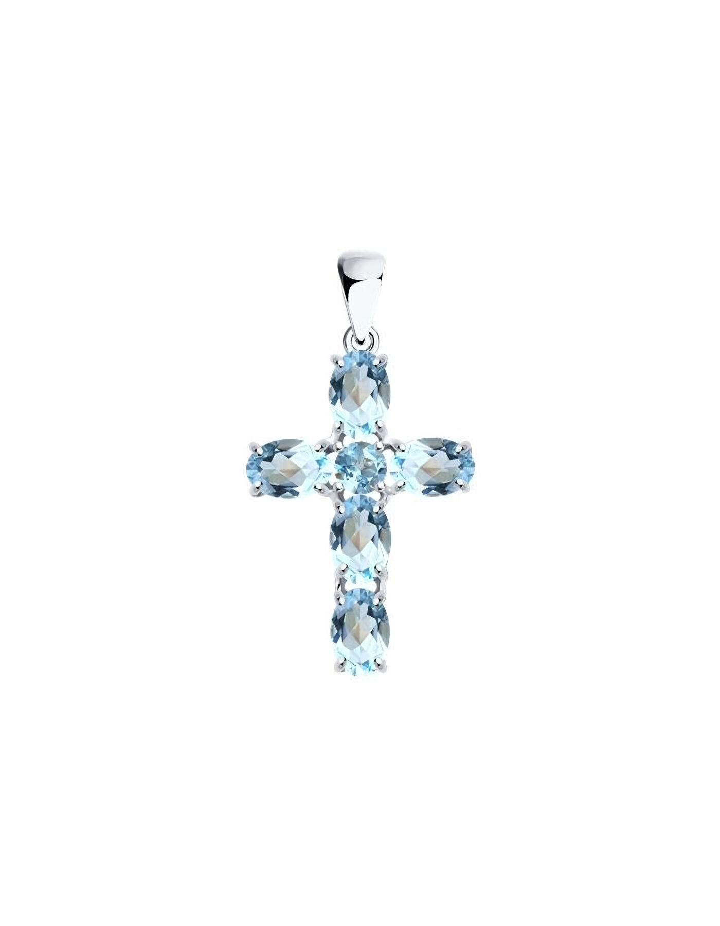 Крестик, серебро, 925 проба, родирование, топаз