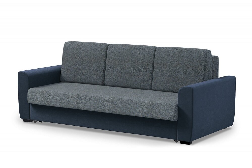 Прямой диван Мона серый, еврокнижка, 240х106х92 см, с ящиком для белья