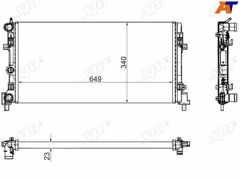 . SAT Радиатор охлаждения двигателя для Skoda Rapid 12- , Volkswagen Polo 09- , Audi A1 10-18 , Jetta VA3 19- , SEAT Ibiza 08- , To