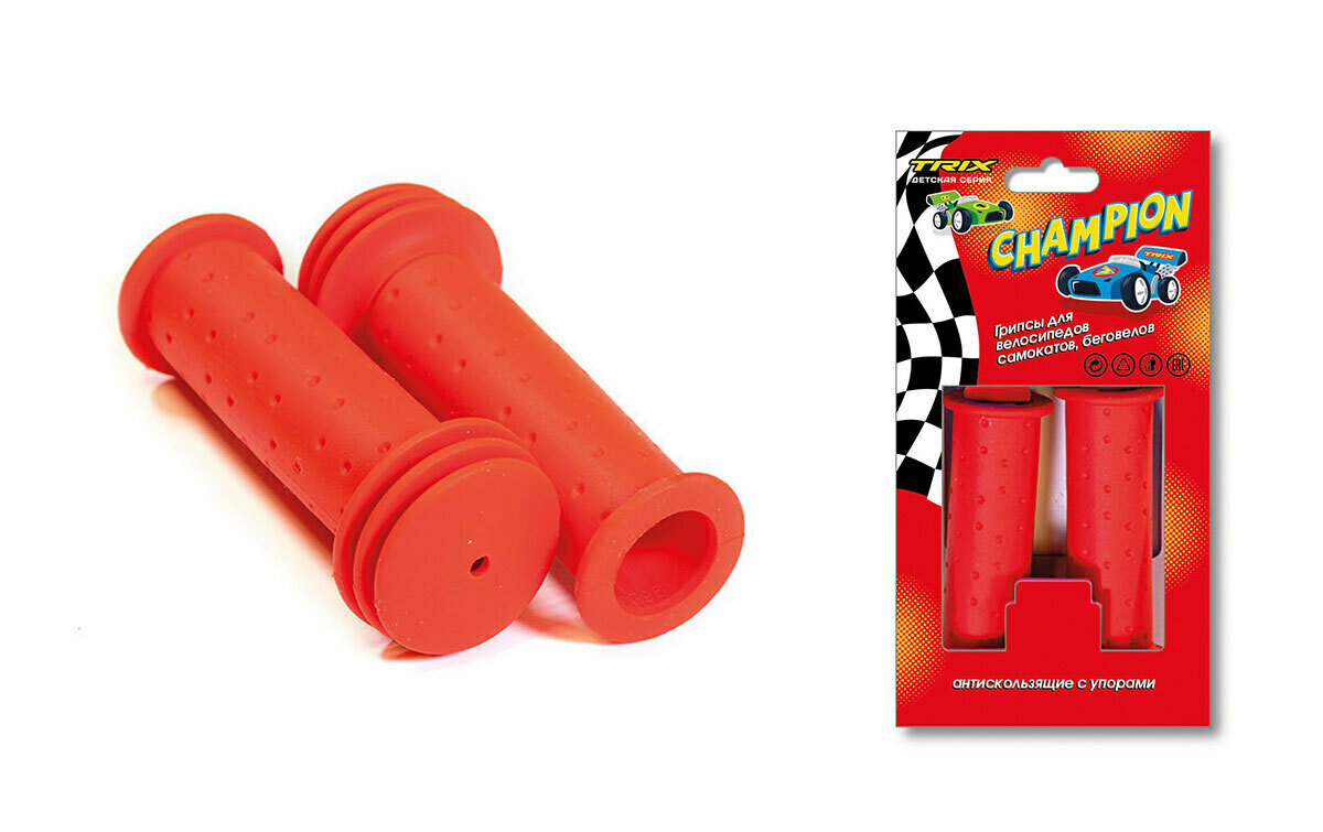 Грипсы TRIX Champion детские 102мм, антискользящие с упорами, резиновые