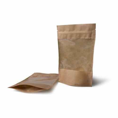 Пакет бумажный "Zip-Lock" с окном 100мм 120х30х185мм крафт уп/10шт