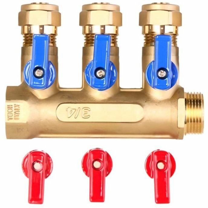 Коллектор с шаровым краном 1 х 16-3 вых. Vieir (Виеир) (VR703A)