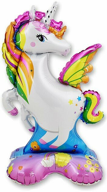 Шар 3D (23'/58 см) Фигура на подставке, Волшебный единорог, 1 шт. в уп.