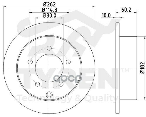 TYR1013991, Диск тормозной задний, TYREN, EAN 4670232174419 TYREN арт. TYR1013991