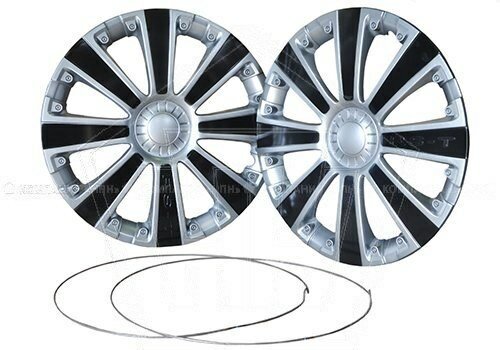 Колпаки декоративные (на пруж.) r-16 "rs-t" микс серебристо-черный (к-т 2 шт) (ак1626)