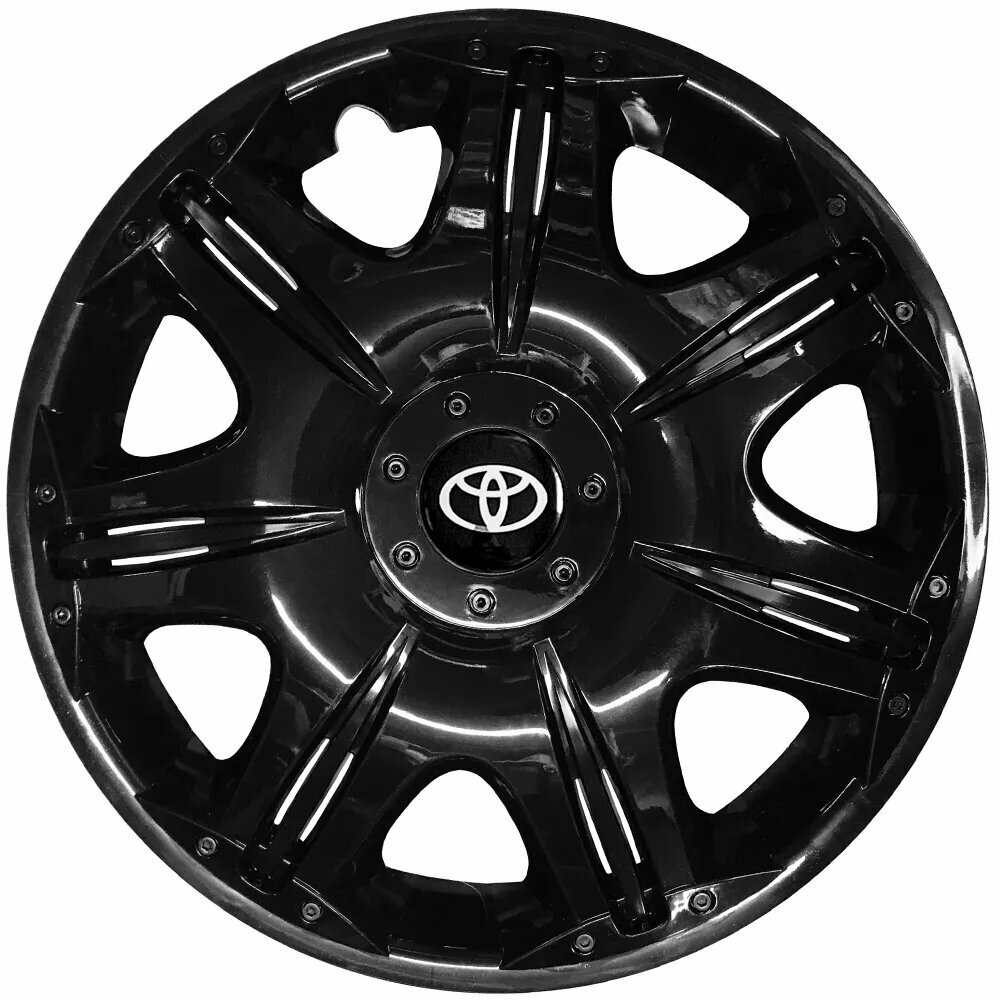 Автомобильные колпаки на диски тойта опус черная R14", в комплекте 4 колпака