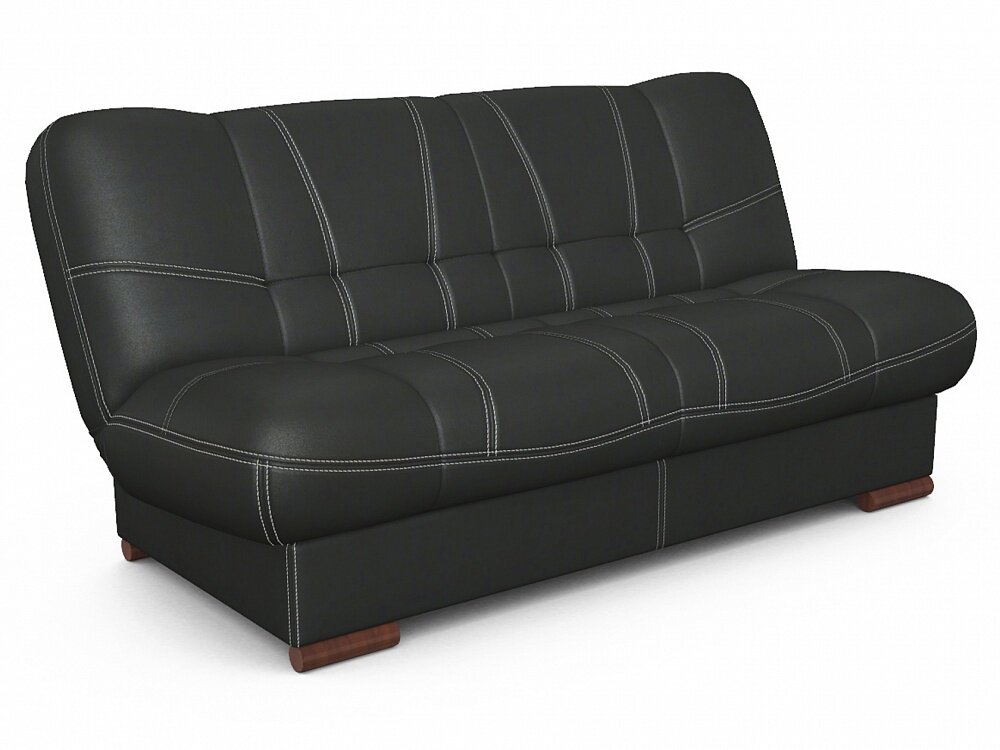 Офисный диван Вега Черный Экокожа 3-х местный, 183х105х93 см, с ящиком для белья