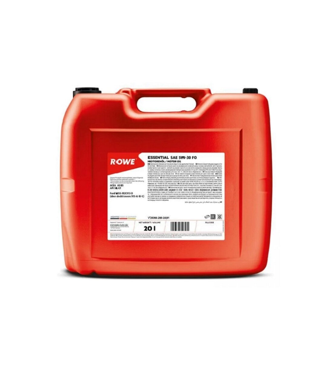 Моторное масло синтетическое ROWE Essential 5W-30 FO, 20 литров канистра
