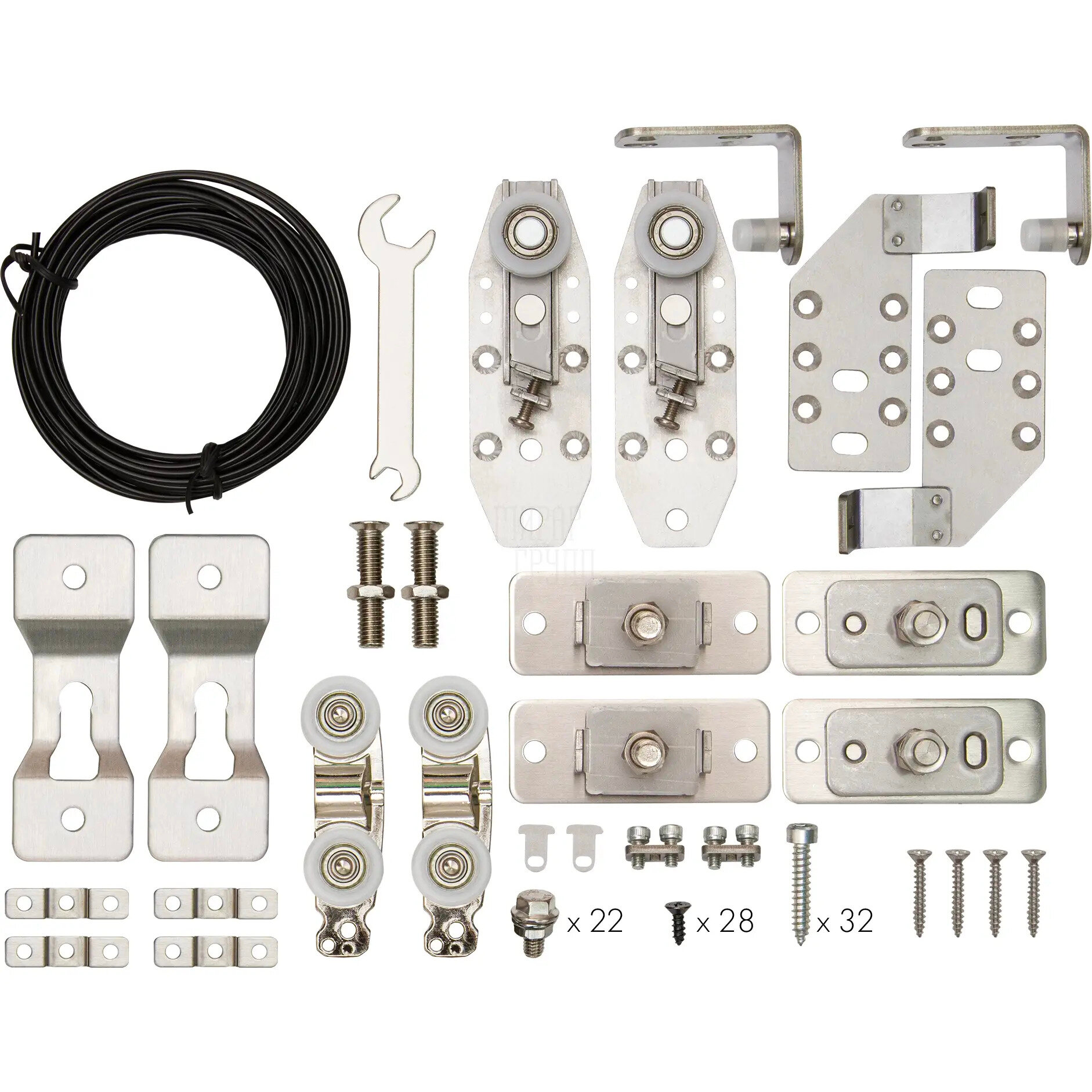 Комплект Armadillo (Армадилло) для профильных телескопических дверей SLD. Comfort-PRO. SET5. PROF telescope/80 никель