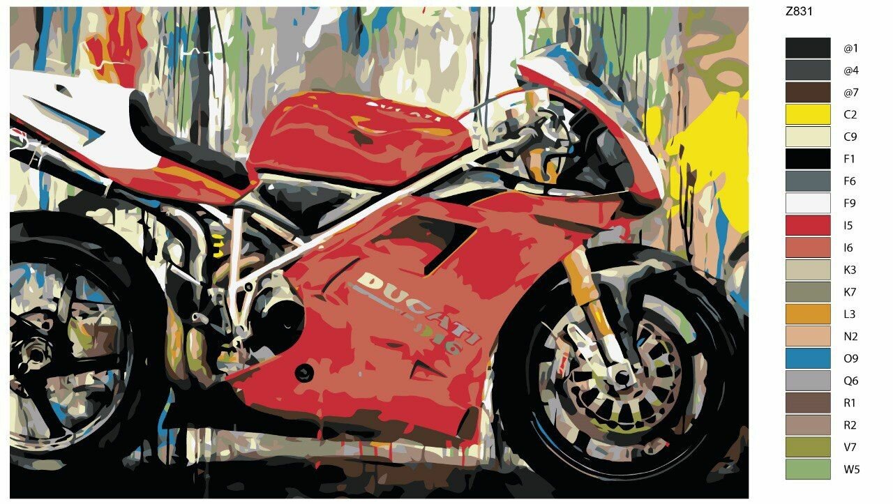 Картина по номерам Z831 "Спортивный мотоцикл Ducati" 50x70