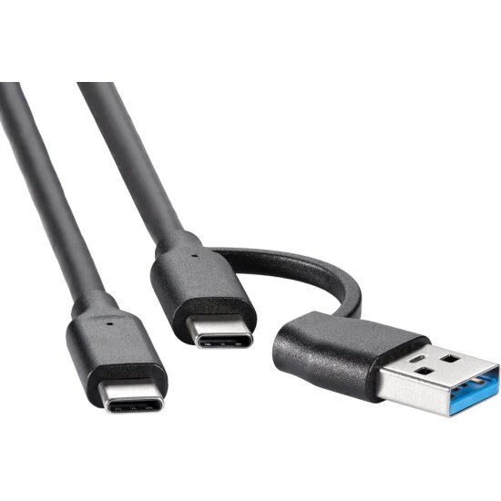 Кабель соединительный Telecom 2-в-1 USB-A/C to Type C,10Gbps, медь 0.3м
