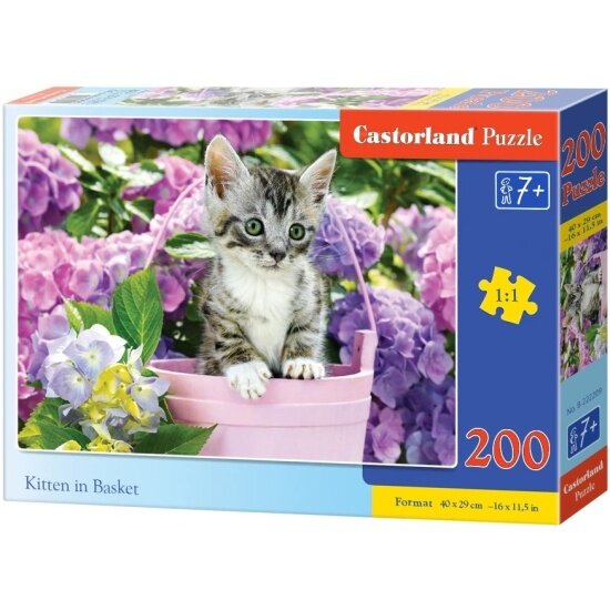 Пазл Castorland Котенок в корзине, 200 деталей
