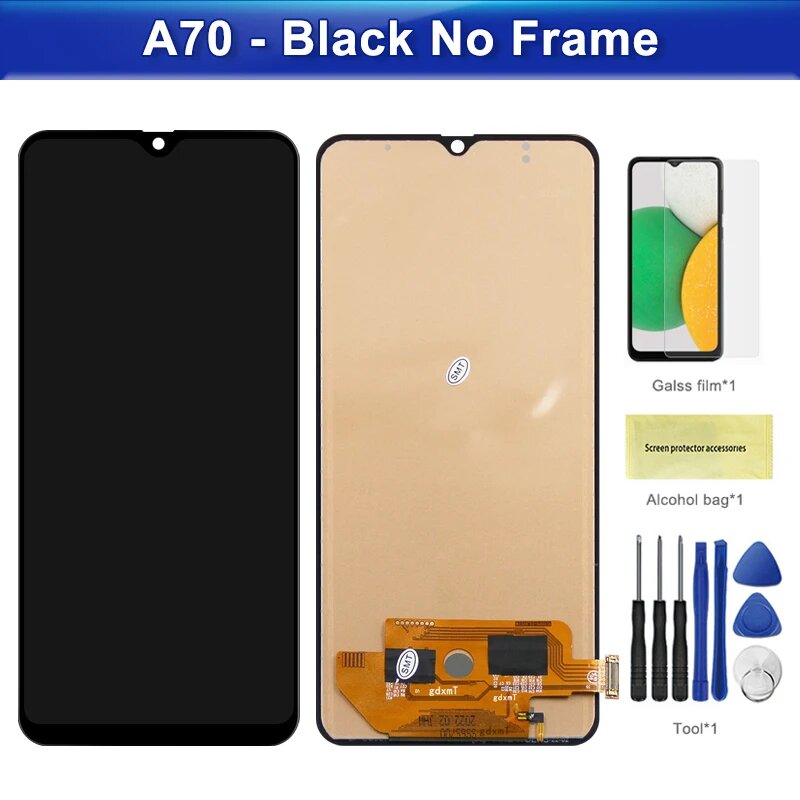 A70 для Samsung протестировано A705F A705GM A705W A705X A705U ЖК-дисплей с цифровым преобразователем сенсорного экрана в сборе, замена Black No Frame