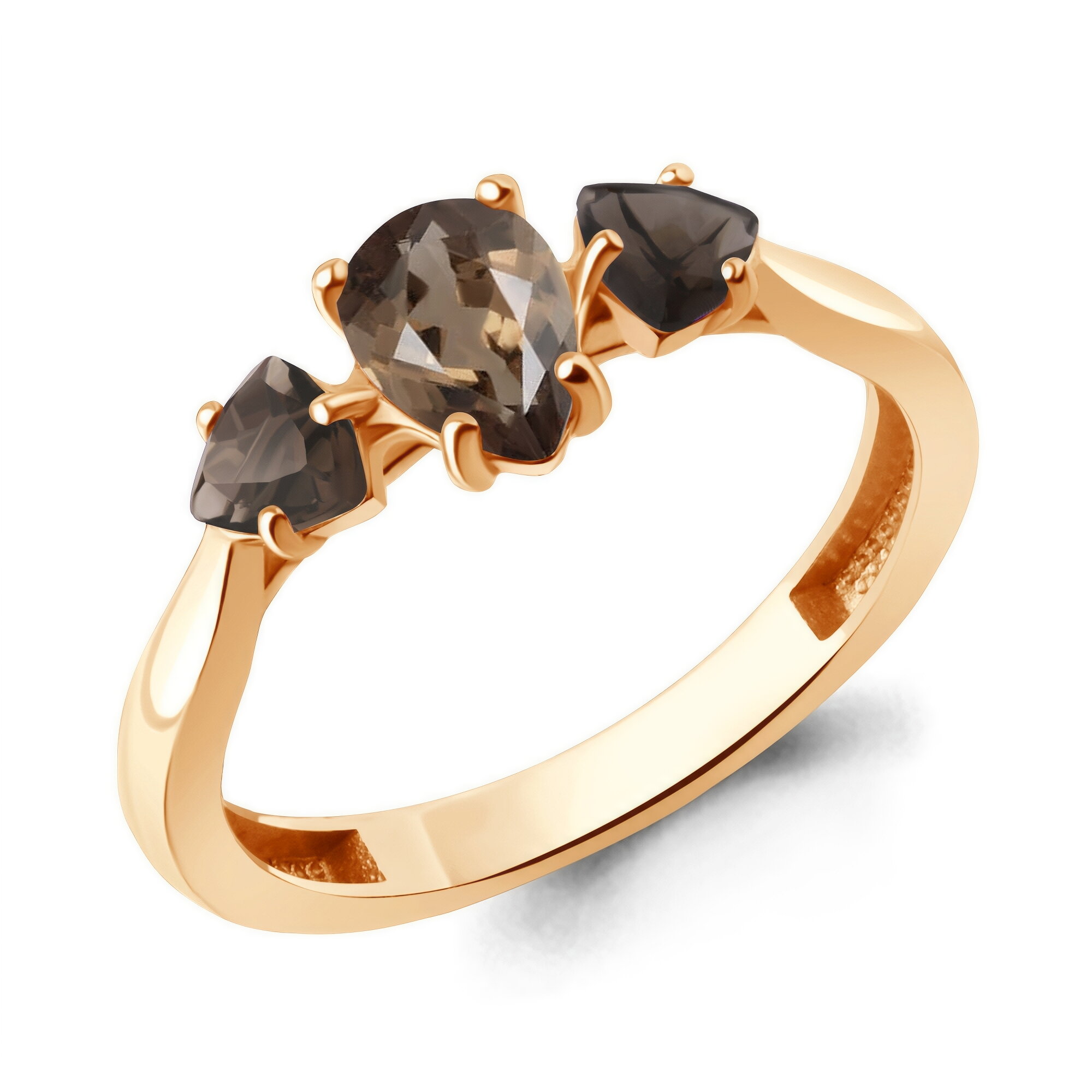 Кольцо, серебро, 925 проба, золочение, кварц