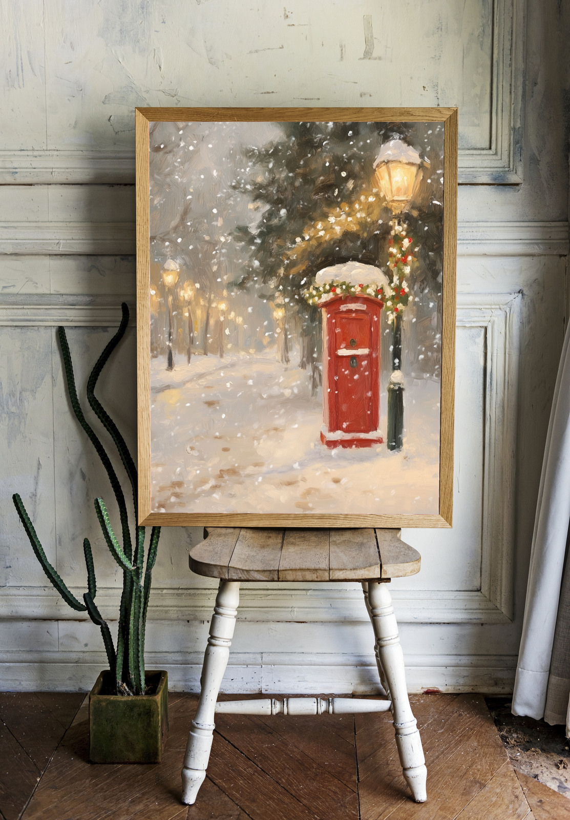 Постер "Зимняя ночь и телефон" 40x50 без рамы