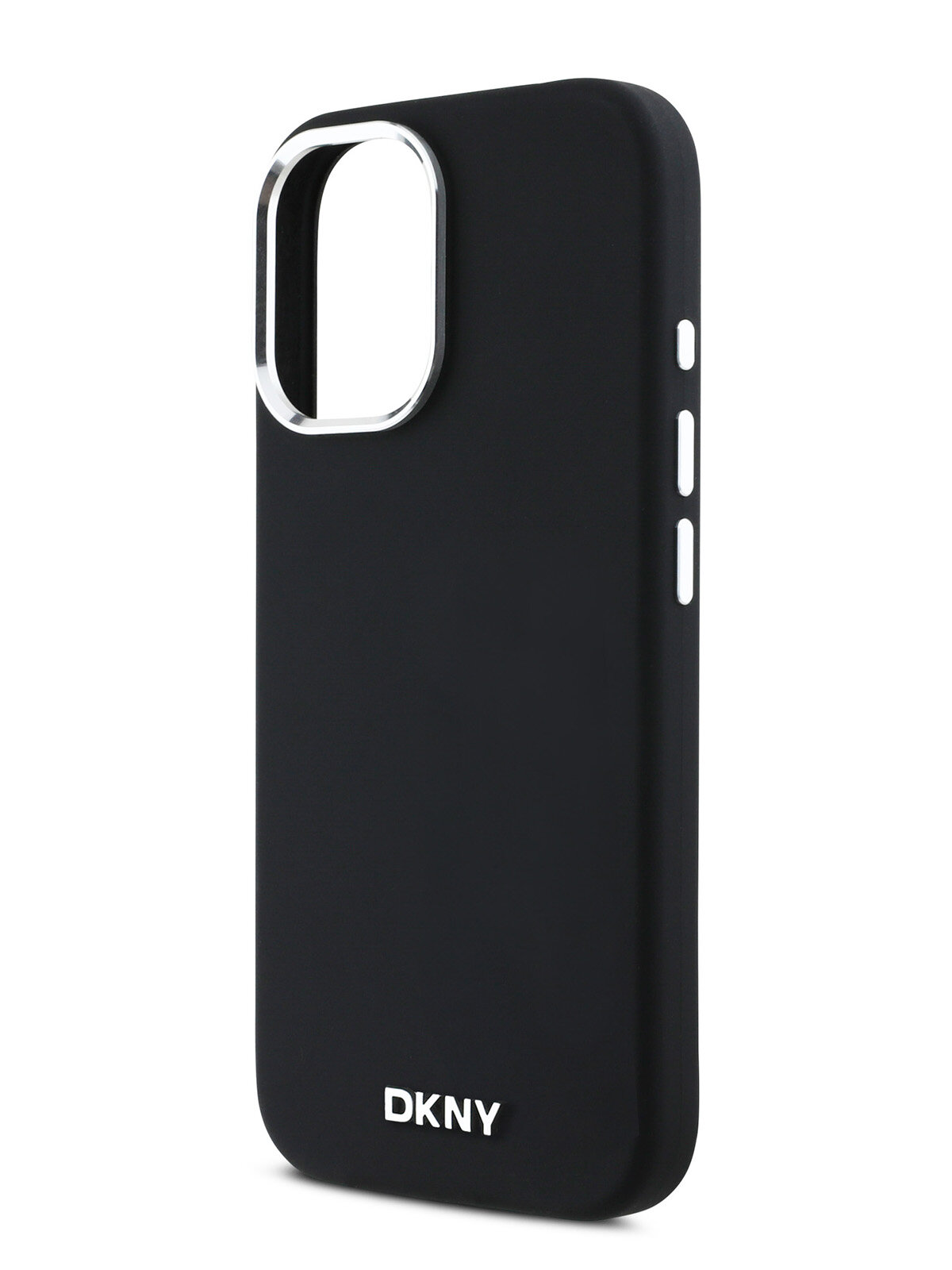 DKNY для iPhone 16 чехол Liquid Silicone Metal logo and Camera frame Hard Black (MagSafe)