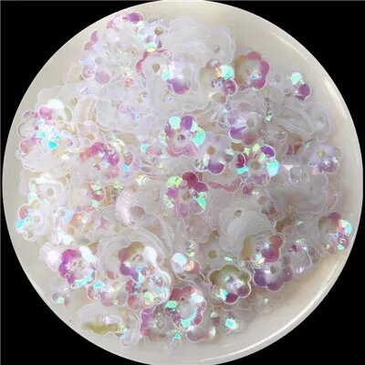Белые блестки цветок сливы isequins 6 мм/8 мм/10 мм Сиреневый, 8mm 360pcs 10g, AB Transparent