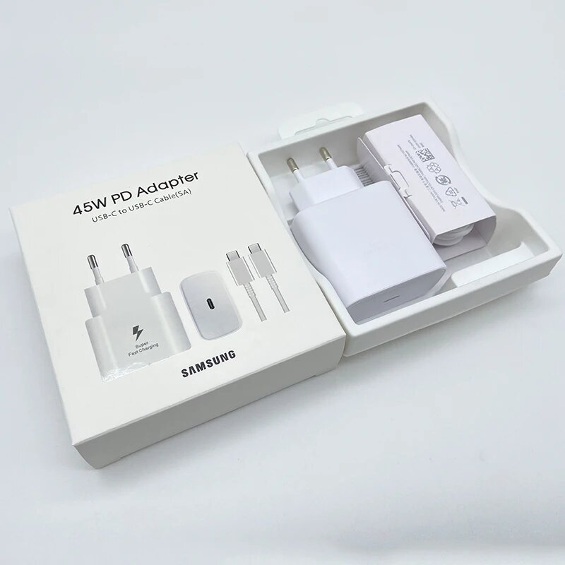 Samsung EP-TA845 45 Вт PD Супербыстрое зарядное устройство Адаптер питания White EU and Cable