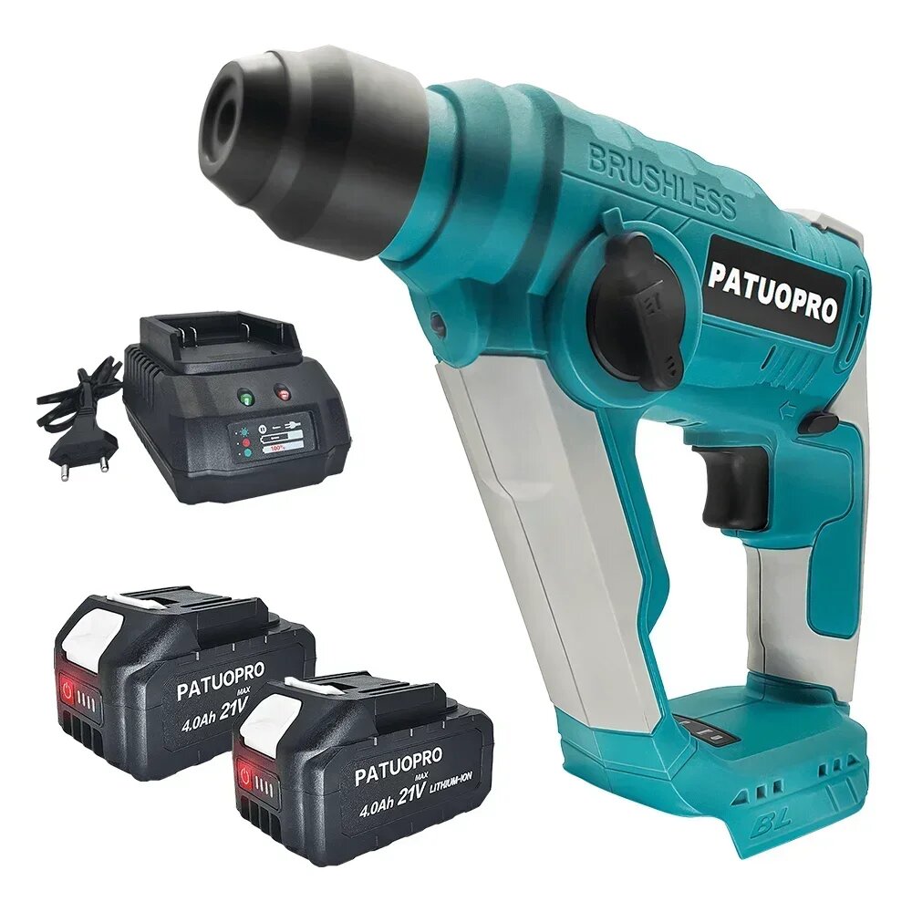 PATUOPRO Бесщеточный аккумуляторный перфоратор 20 мм для Makita 18 В 2PCS 4.0Ah Battery