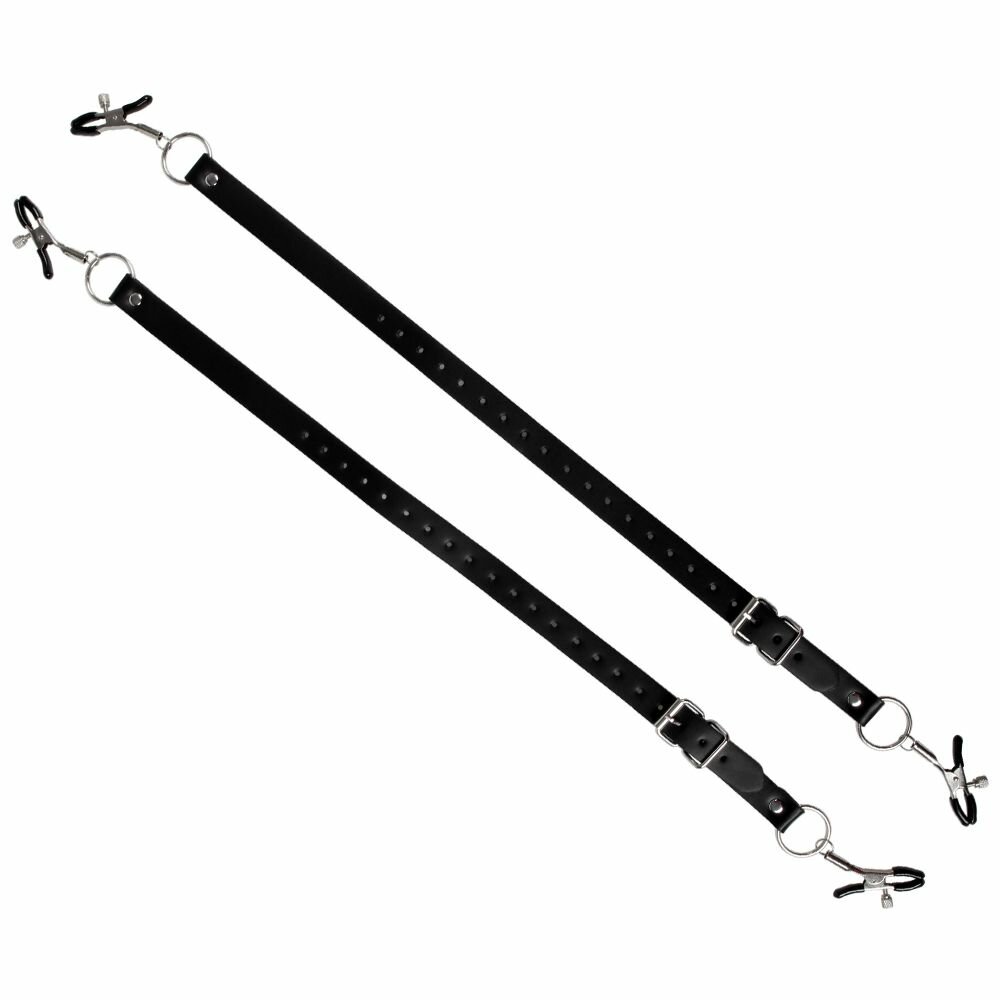 Товары для взрослых, Ремни для раздвижения половых губ с зажимами, Набор из двух штук Черный