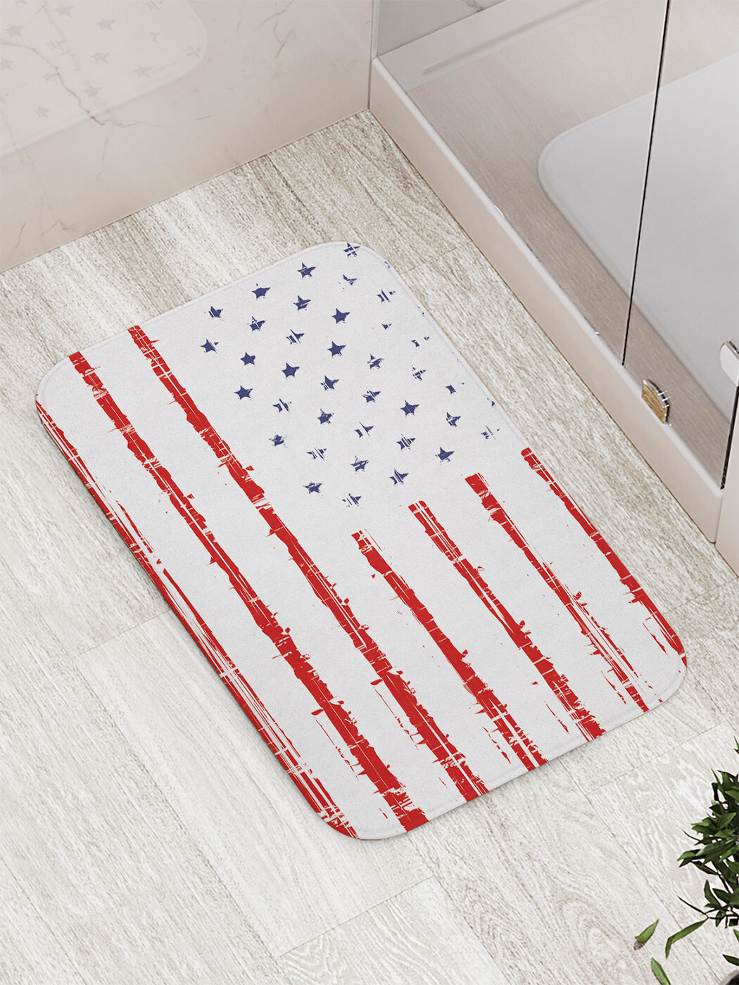 Коврик для ванной комнаты, туалета "Стиль флага Америки" противоскользящий, 52х77 см, JoyArty