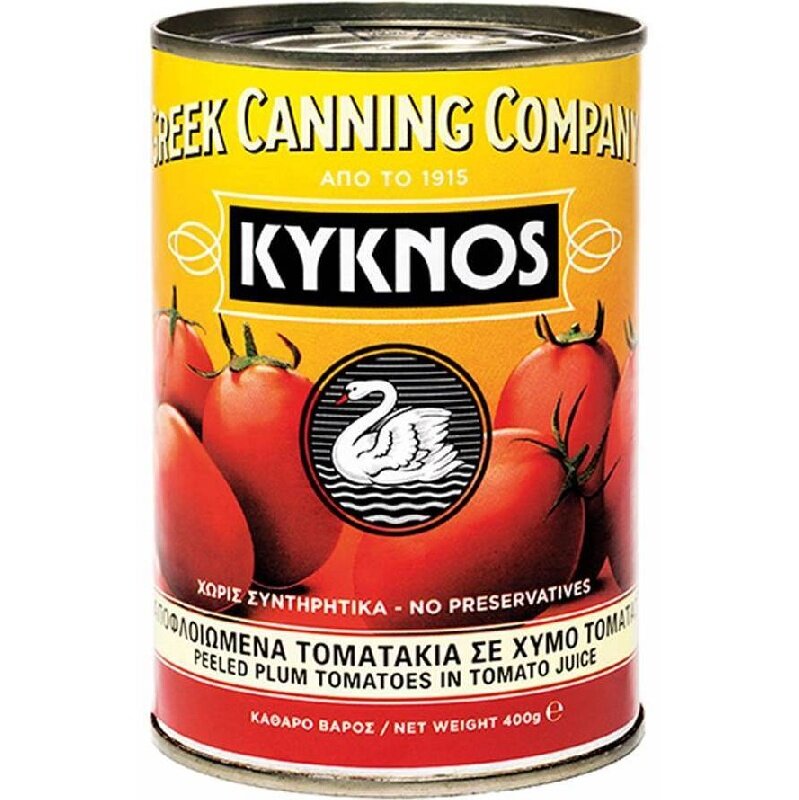 Томаты KYKNOS целые очищенные в собственном соку /жесть/ 400г