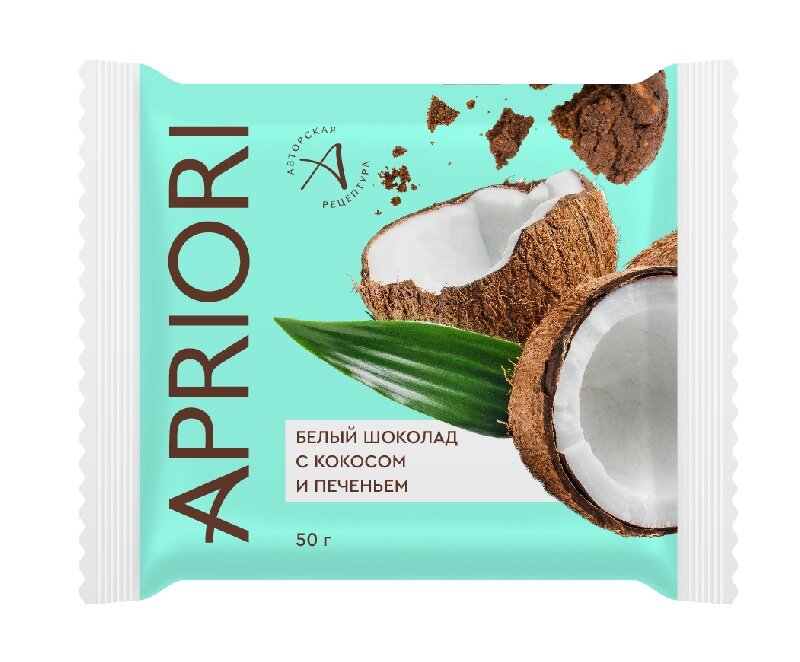 Шоколад APRIORI белый с кокосом и печеньем 50г