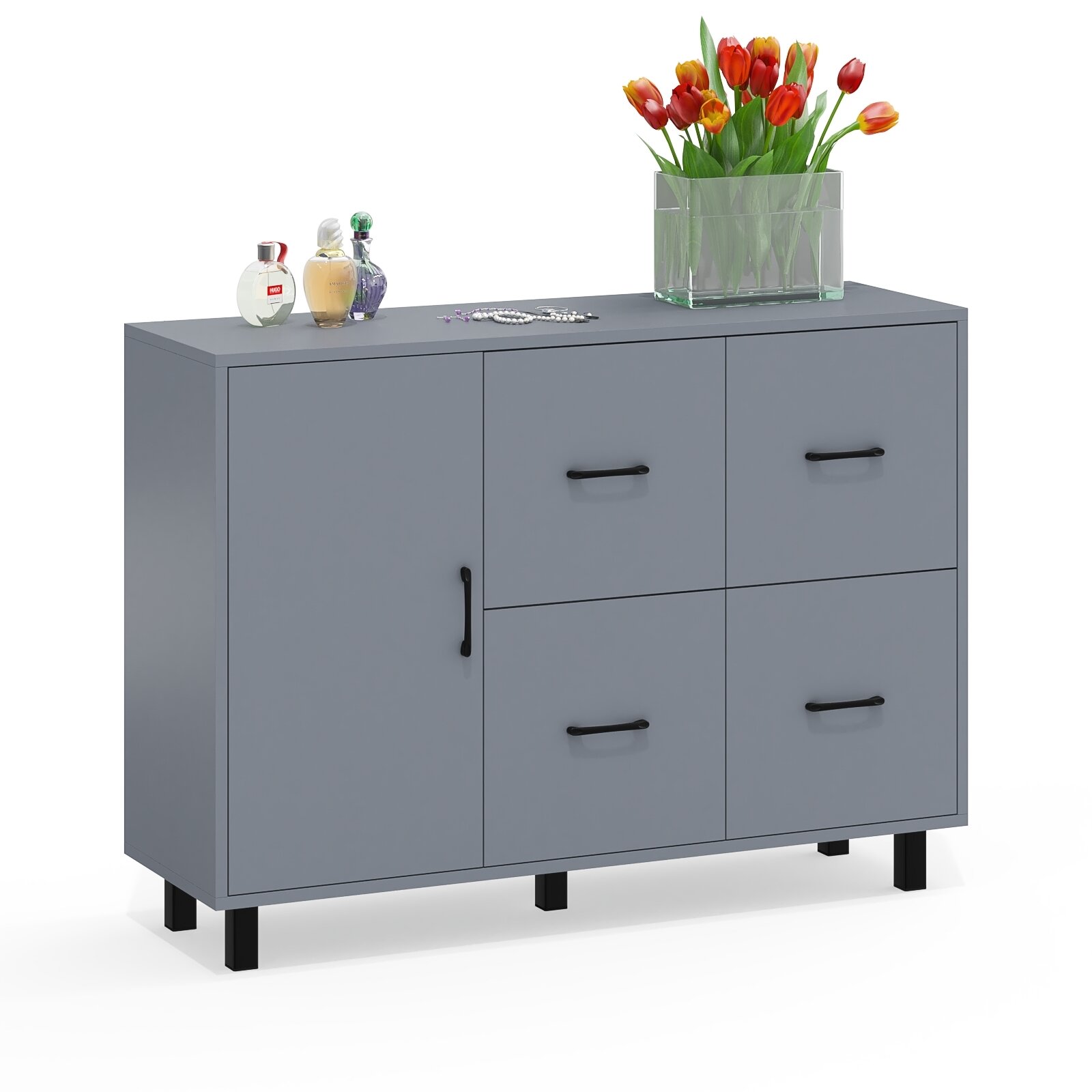 Комод-тумба РВК 125-1204, цвет графит, ШхГхВ 120,4х37,4х87 см, не универсальная сборка