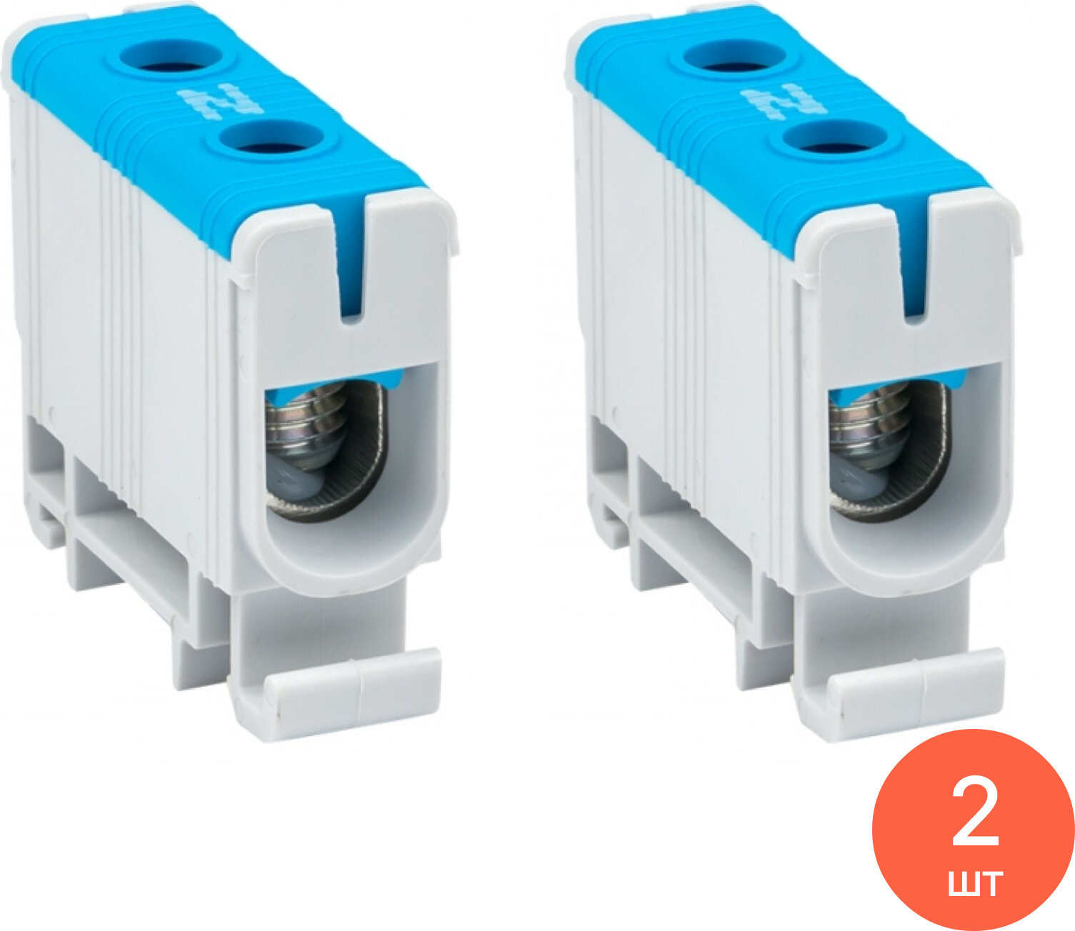 Клемма для проводов EKF / ЕКФ PROxima КСВ 16-50 силовая вводная, огнестойкий полиамид, 160А, 49х17.8мм, синий, 1шт. / зажим (комплект из 2 шт)