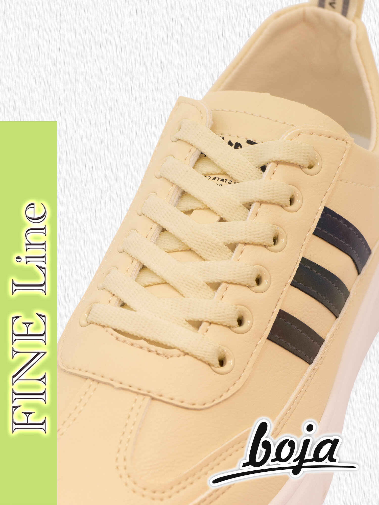 Шнурки для обуви BOJA (FINE), плоские, 100 см, бежевые, для кроссовок, НЕ эластичные, НЕ резиновые, без фиксаторов