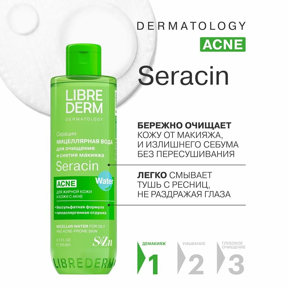 Либридерм Серацин, мицеллярная вода, 250 мл