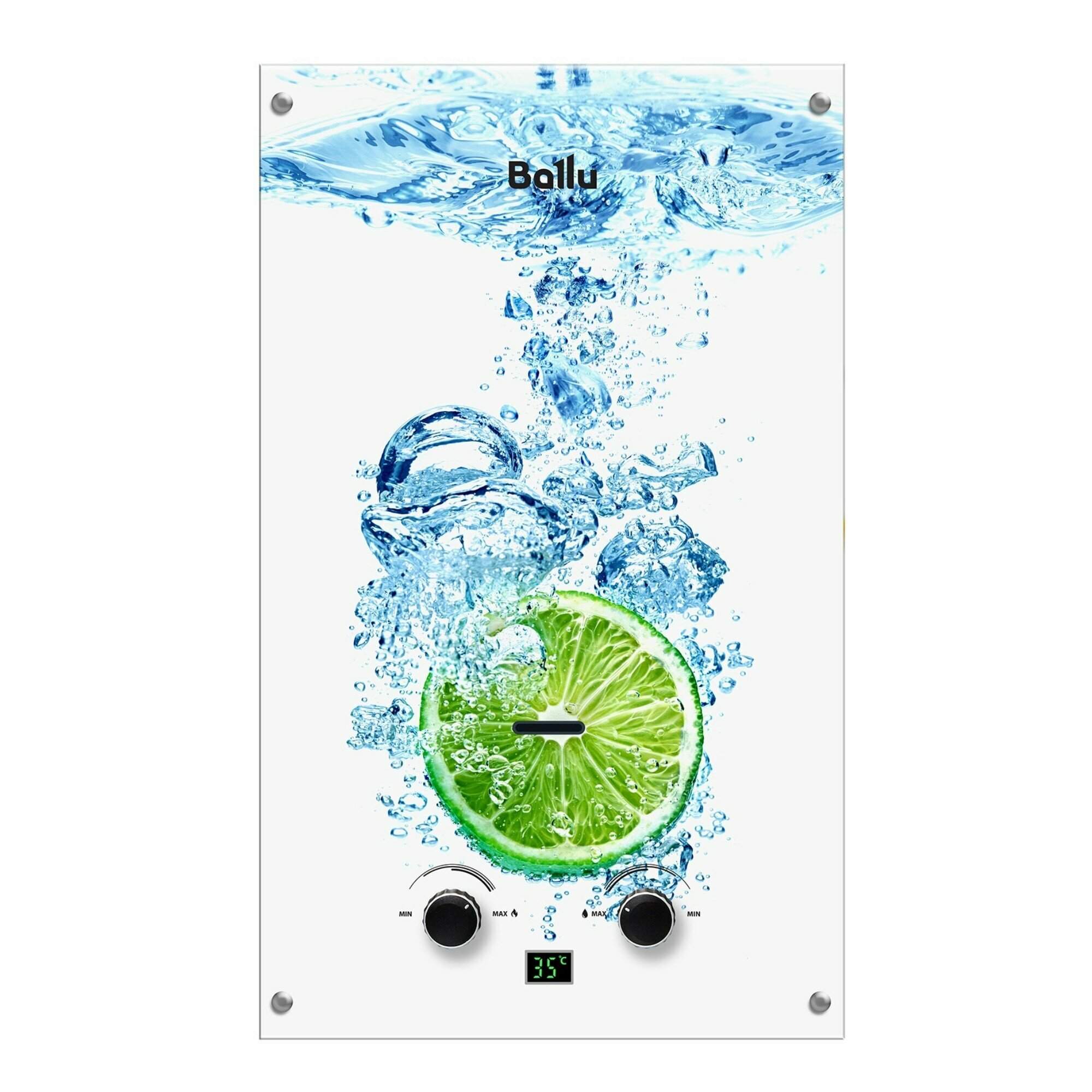 Газовая колонка Ballu GWH 10 "Fiery Glass Lime", вертикальное расположение, 20 Вт