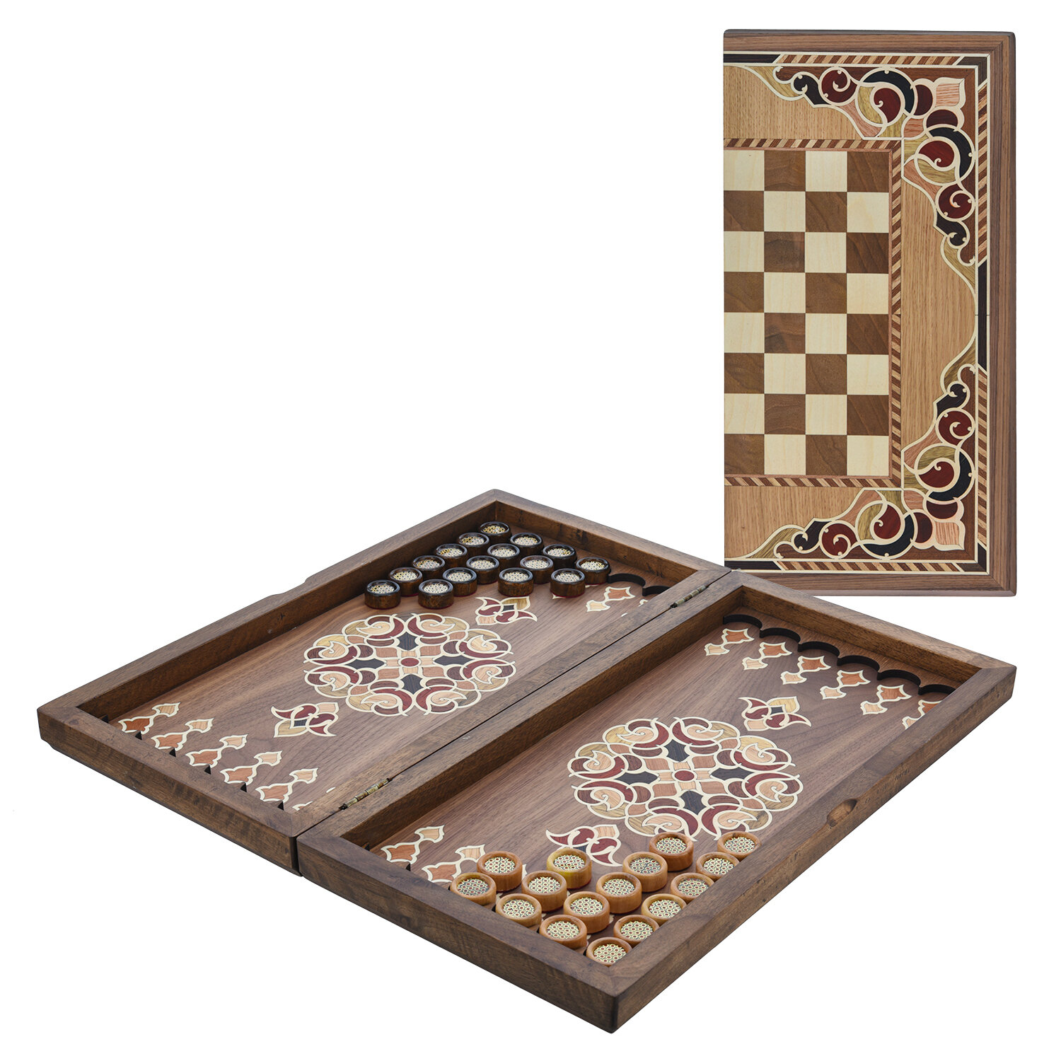 Нарды-шашки деревянные маркетри "Альтаир" 49х25 см