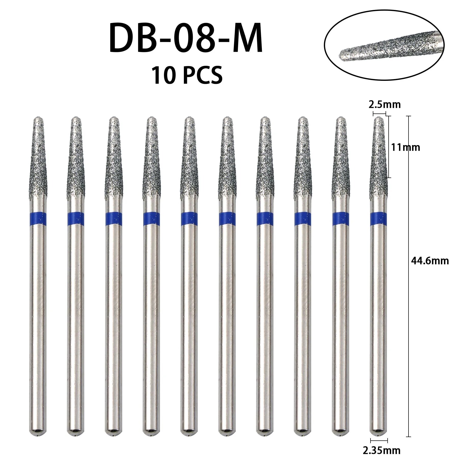 Набор фрез для ногтей из вольфрамового карбида, 10 шт. DB-08-M