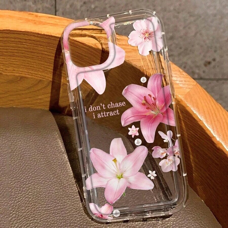 Мягкий чехол для телефона iPhone 16, 15, 14, 13, 12, 11 Pro Max 16E XS X XR 7 8 Plus SE2 12 13 Mini Vibrant Flower Lily Print Clear Cover