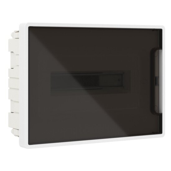 Щиток Dkc 12 мод встраиваемый FRAME ЩРв-П-12, белый, с тонированной дверцей, с 2 шинами PEN на 6 и 8 отв, F12B1WD
