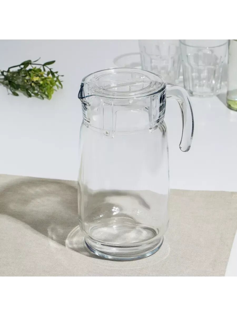 Кувшин для воды стеклянный с крышкой 1650 мл