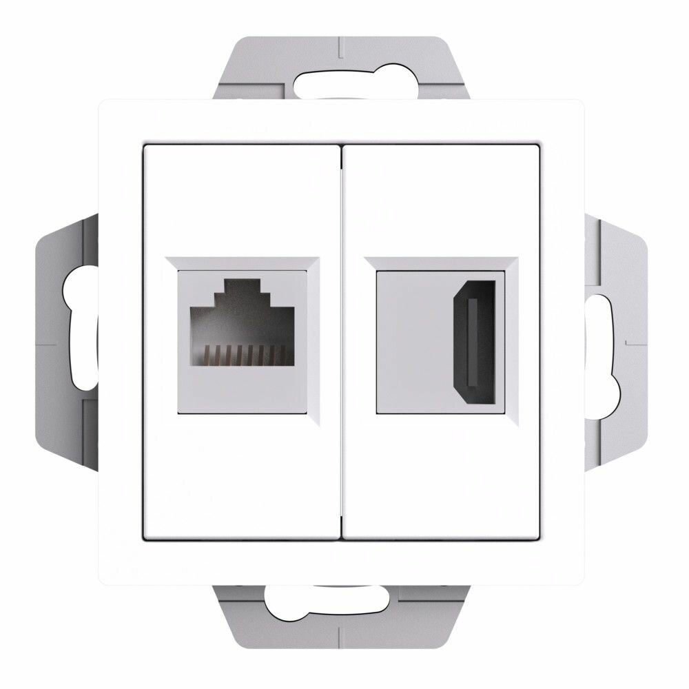 Розетка двойная HDMI+RJ45, кат.5Е, механизм белый AtlasDesign