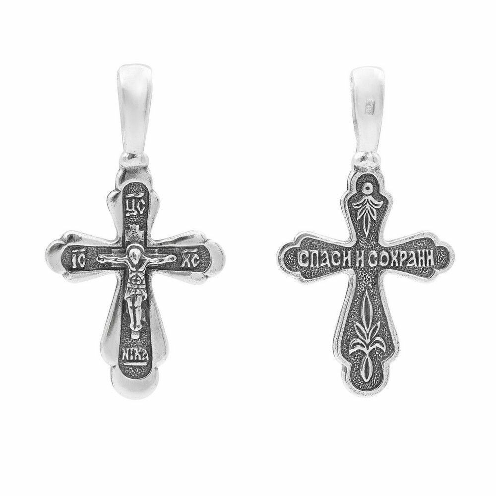 Крестик, серебро, 925 проба, чернение