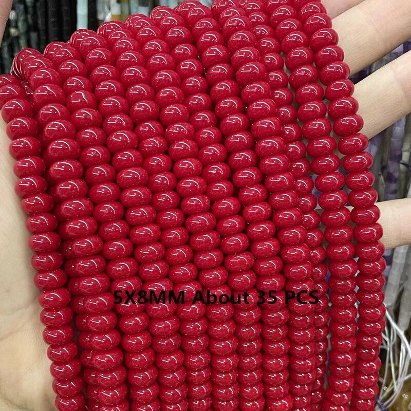 Бусины из красного коралла SYSRXLR Бордовый, 5X8MM About 35 PCS