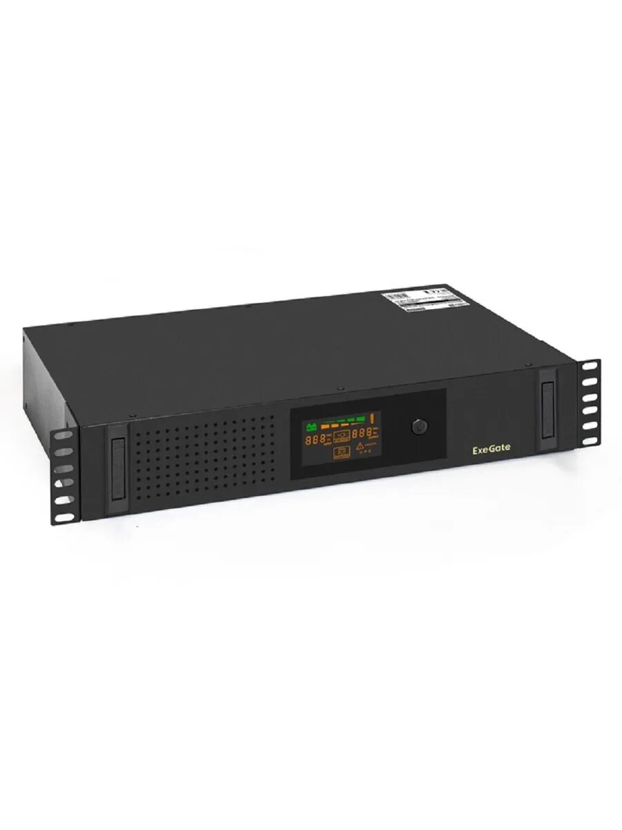 ИБП ExeGate Server RM UNL EX293851RUS-2000. LCD. AVR.2SH.3C13. USB.2U, 2000VA/1200W, черный